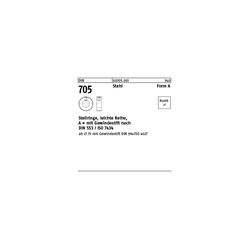 DIN 705 Stellringe, Stahl A 50