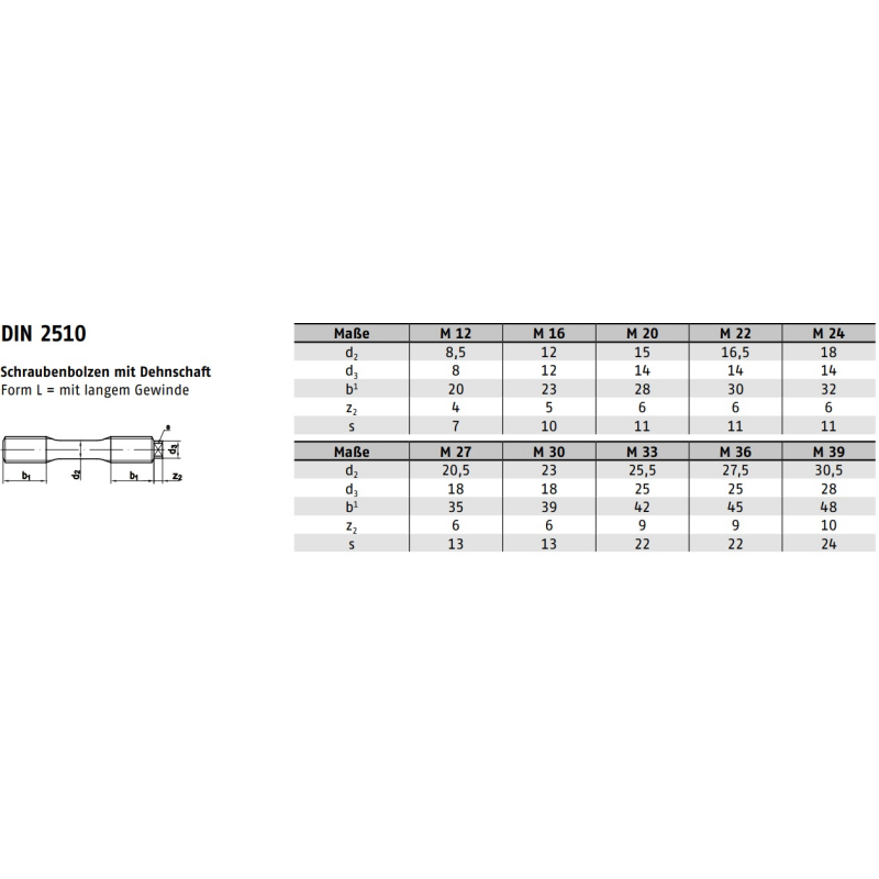 DIN 2510 Schraubenb. 1.7709 LM12x75 Mu 1.7218 (1.7258)