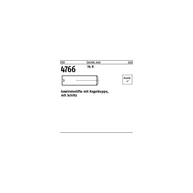 ISO 4766 Gew.stifte m. Schlitz, 14 H M 2 x 8