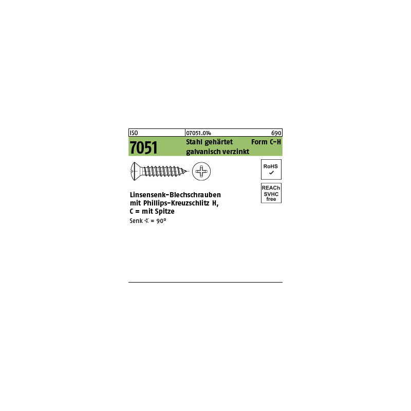 ISO 7051 Blechschrauben, Stahl 5,5x25 -C-H gal Zn pass.