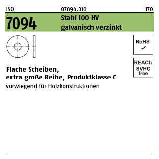ISO 7094 Scheiben, Stahl 6 galv. verzinkt gal Zn