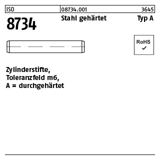 ISO 8734 Zylinderstifte, Stahl 1,5 m6 x 16 -A