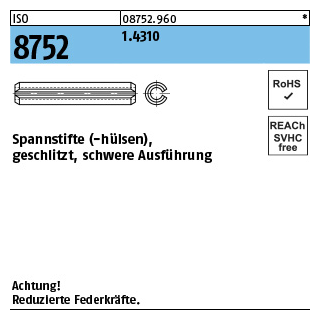 ISO 8752 Spannstifte, 1.4310 1 x 6 rostfrei