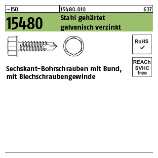 ISO 15480 Sechskant-Bohrschraube, Stahl ST 5,5x19 gal Zn