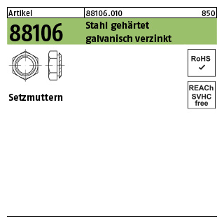 Kalei-Setzmuttern M 8 / 1,9 Stahl gehärtet, gal Zn