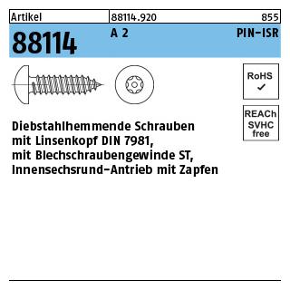 Sicherh. Schr. (D7981) A 2 3,5x32 mit Pin-ISR T10 A 2