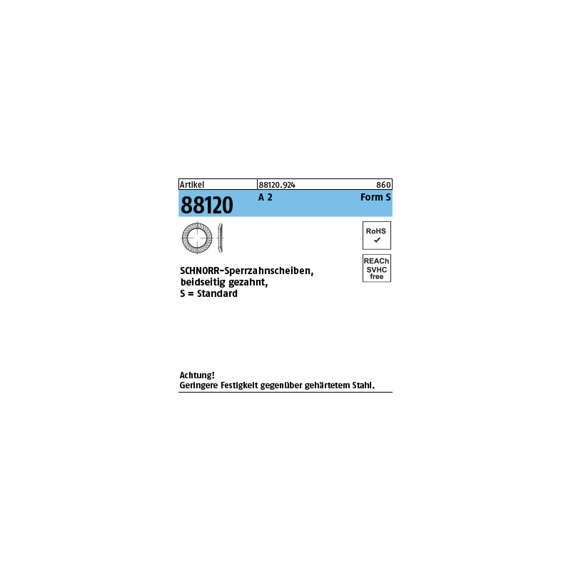 SCHNORR - Scheiben 1.4301 S 8 A 2