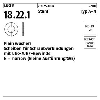 SAE Flat washers Stahl 1/4 (0,281x0,625x0,065)