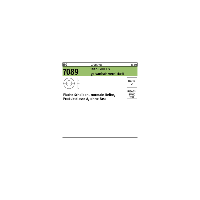 ISO 7089 / DIN 125A Scheiben 200 HV, vernickelt